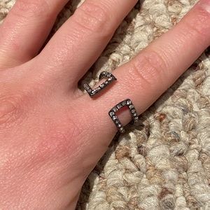 Free People | Jewelry | Free People Dark Grey Cutout Ring | Poshmark